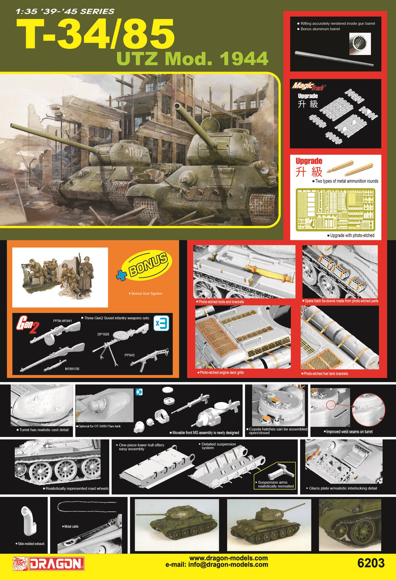 1/35 T-34/85 UTZ Mod.1944 (2023 Upgraded Ver.) – Cyber Hobby
