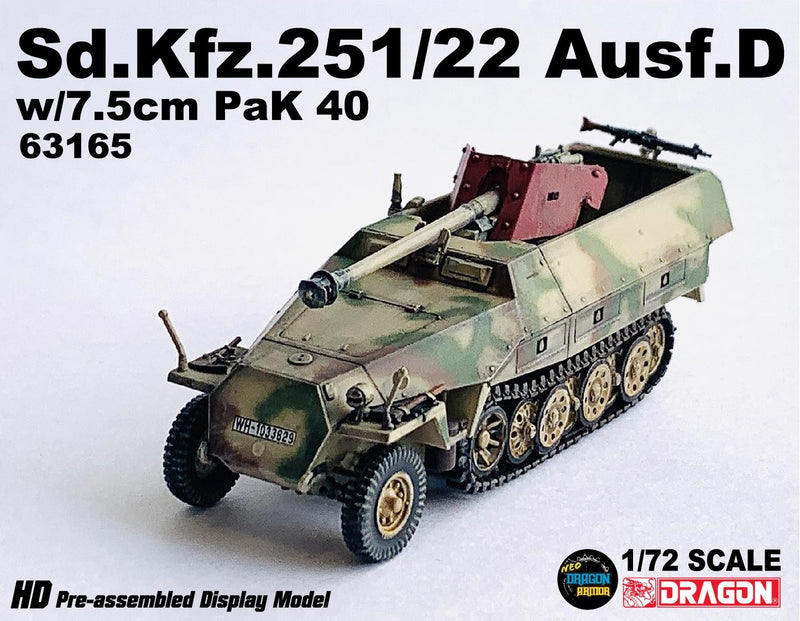 63165 - 1/72 Sd.Kfz.251/22 Ausf.D w/7.5cm PaK 40 – Cyber Hobby