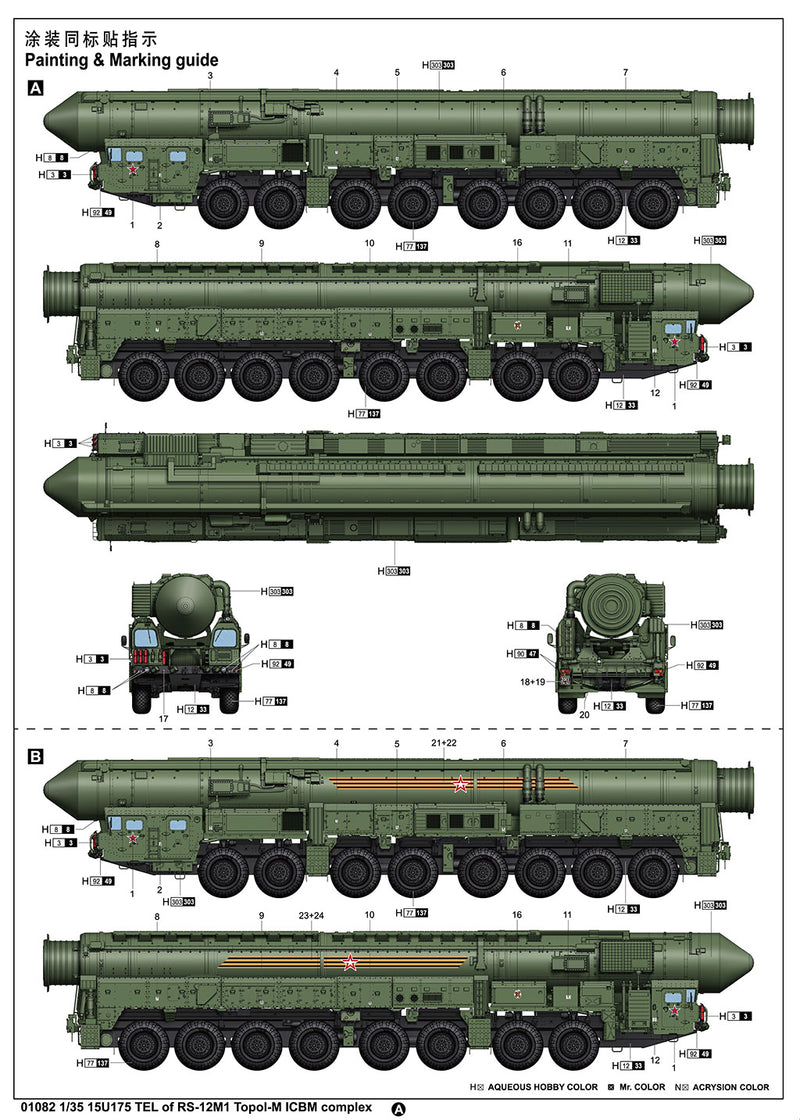 1/35 15U175 TEL of RS-12M1 Topol-M ICBM complex – Cyber Hobby